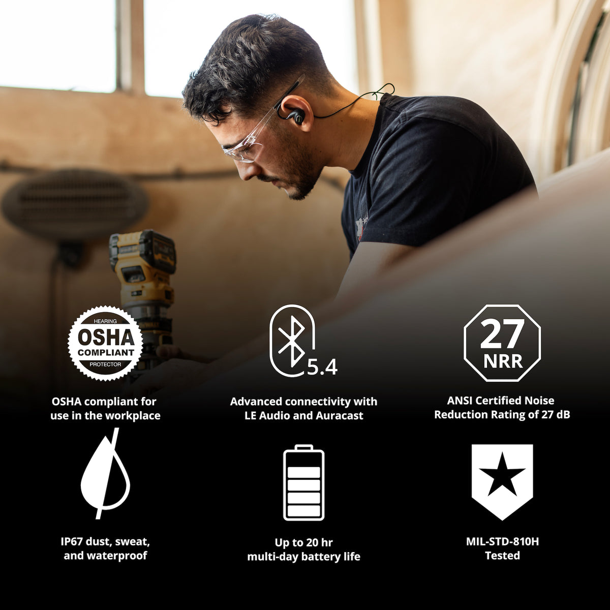 ISOtunes PRO 3.0 Bluetooth Headphones | 27 NRR | IP67 | OSHA-Compliant
